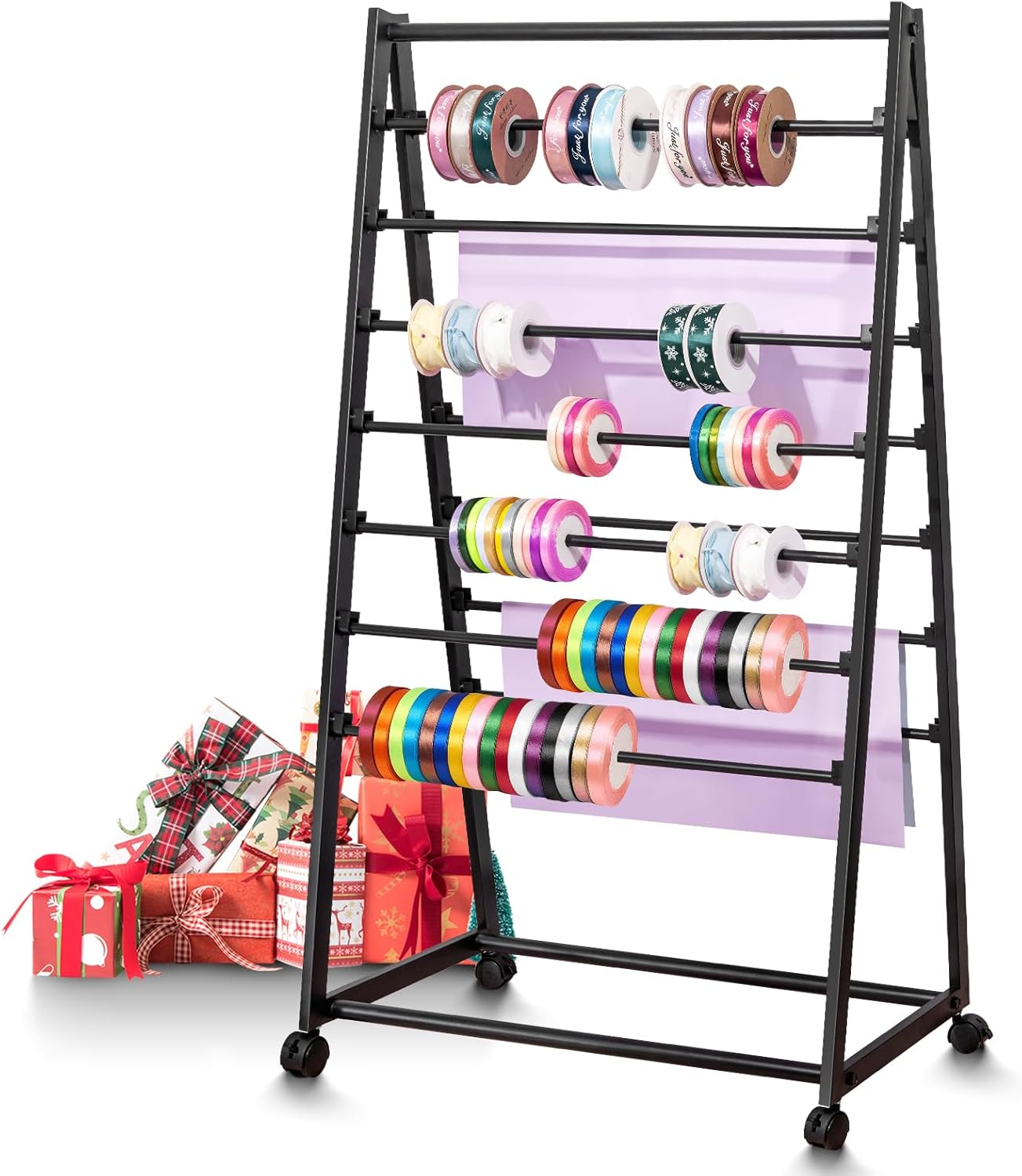 Amazon.com: POIUNA Ribbon Organizer, 15 Tier Metal Wire Spool Rack ...