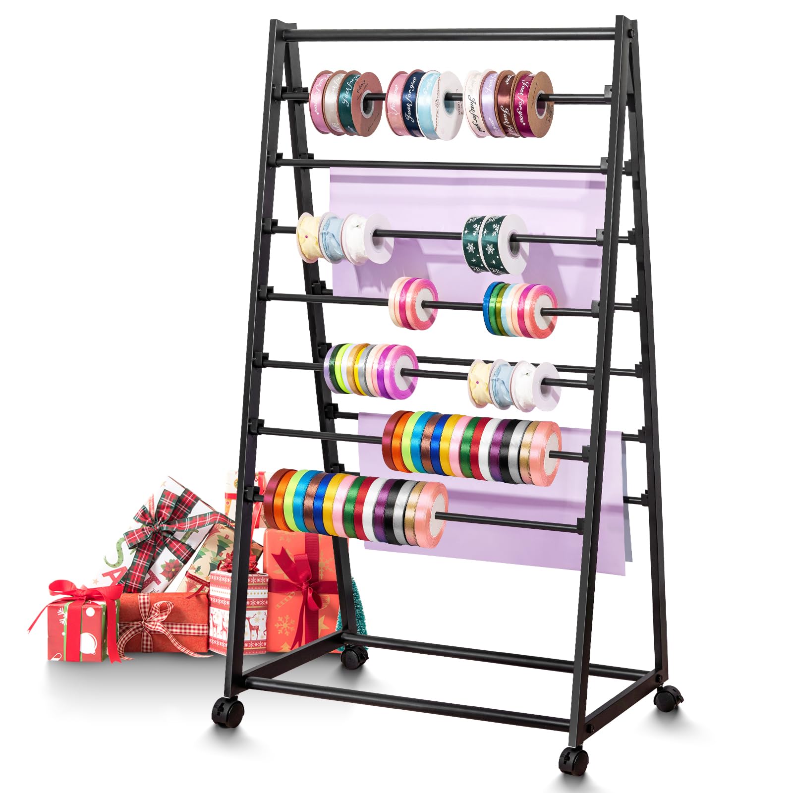 Amazon.com: POIUNA Ribbon Organizer, 15 Tier Metal Wire Spool Rack ...