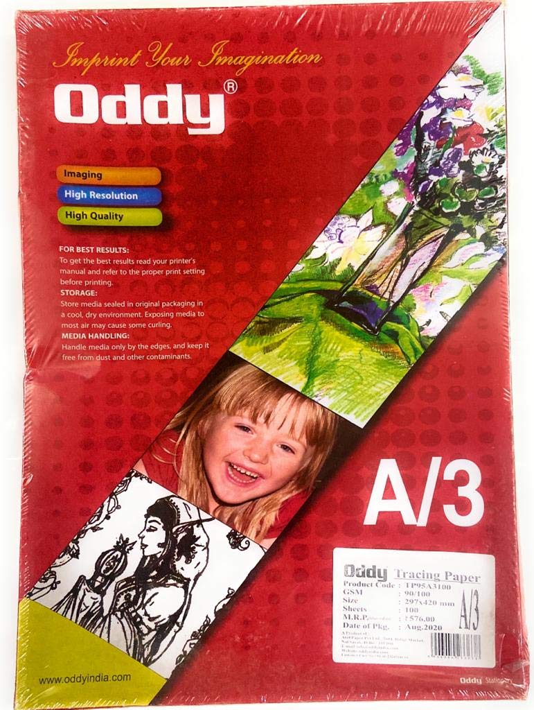 Oddy A3 Size 95 GSM Tracing Butter Paper - 100 Sheets Pack : Amazon.in ...
