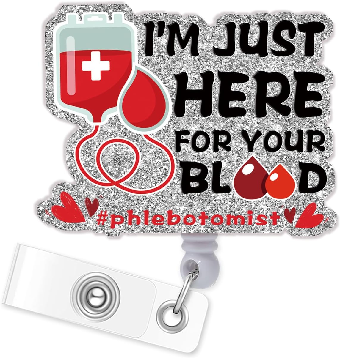 Amazon.com : Phlebotomy Badge Reel Retractable, Phlebotomy Essentials Id Badge Holder, I'm Just ...