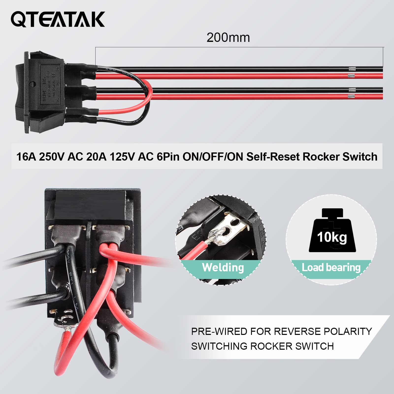 Snapklik.com : DPDT 6 Pins 3 Position ON/Off/ON Pre-Wired Black Rocker ...