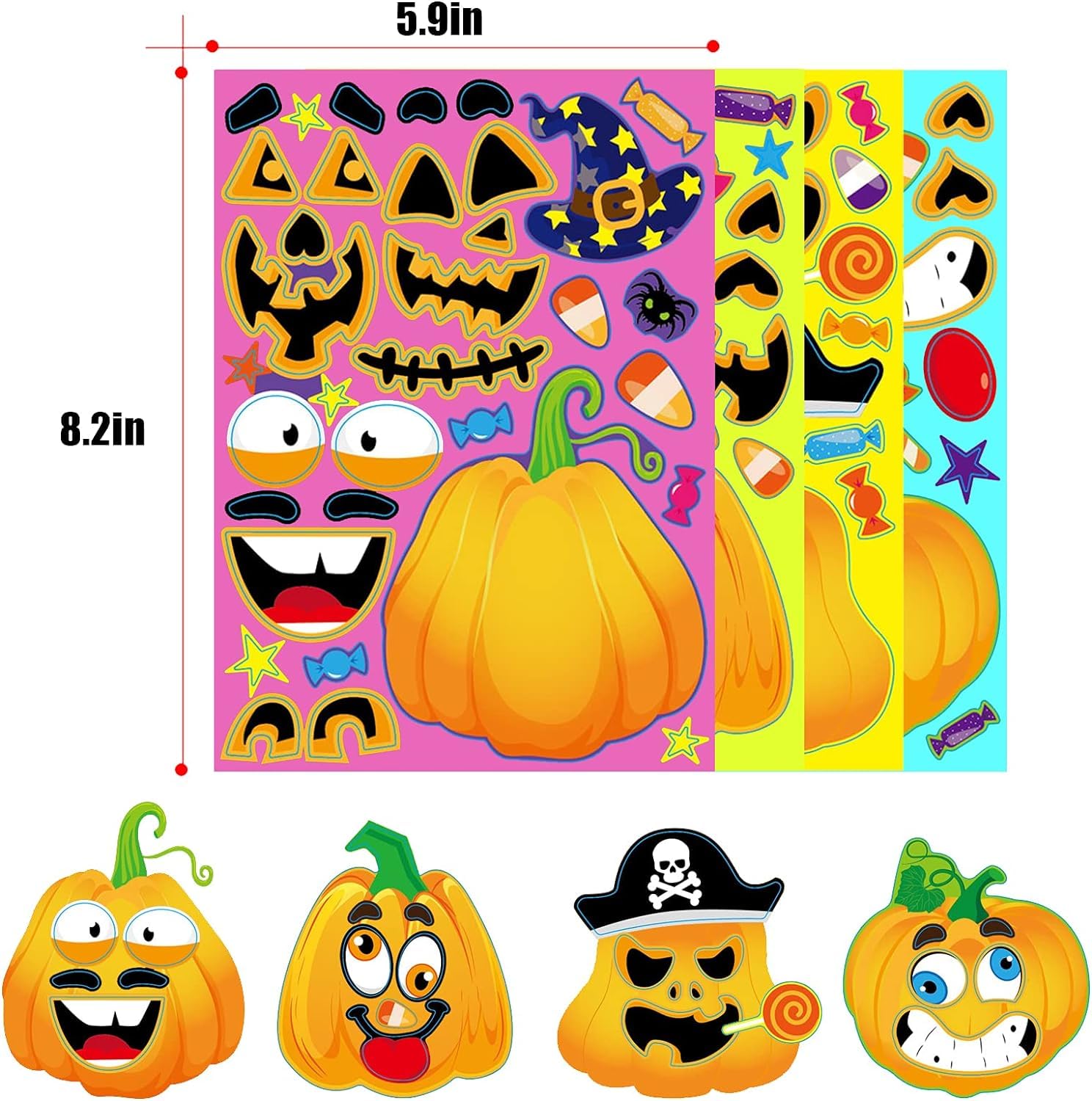 Snapklik.com : 40 Sheets Halloween Party Games Stickers For Kids Make ...