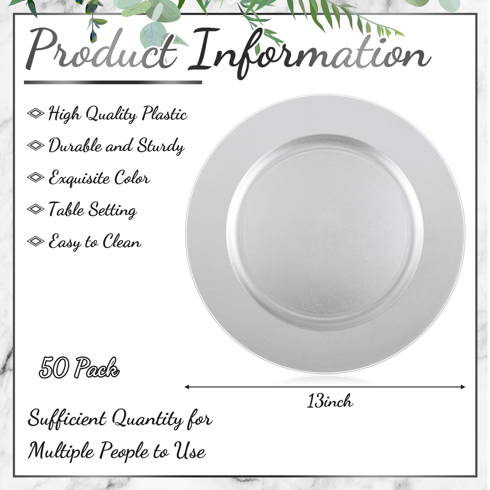 Tanlade 50 Pcs 13 Inch Charger Plates Bulk Round Wedding Chargers ...