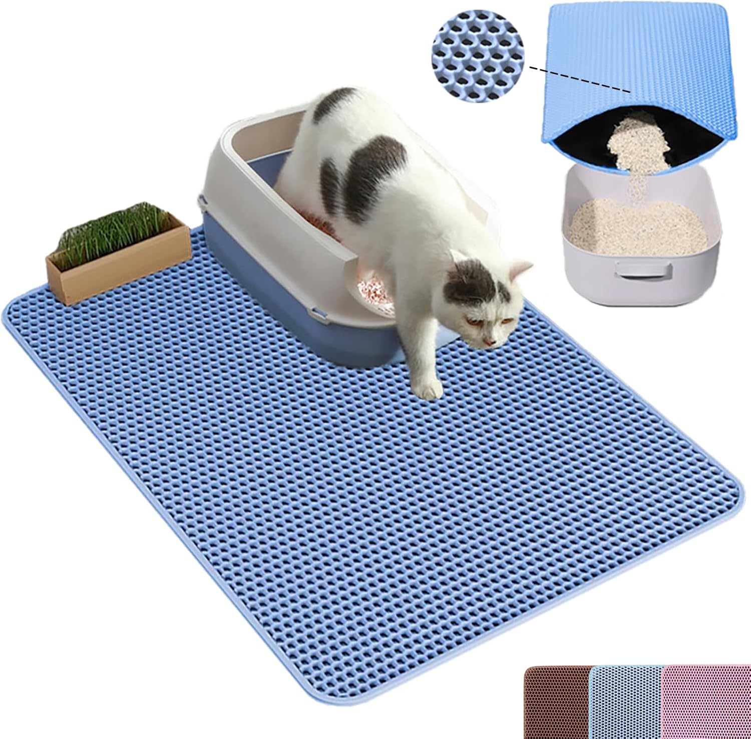Amazon.com: HCY&WLD Cat Litter Mat, Honeycomb Double Layer Cat Litter ...