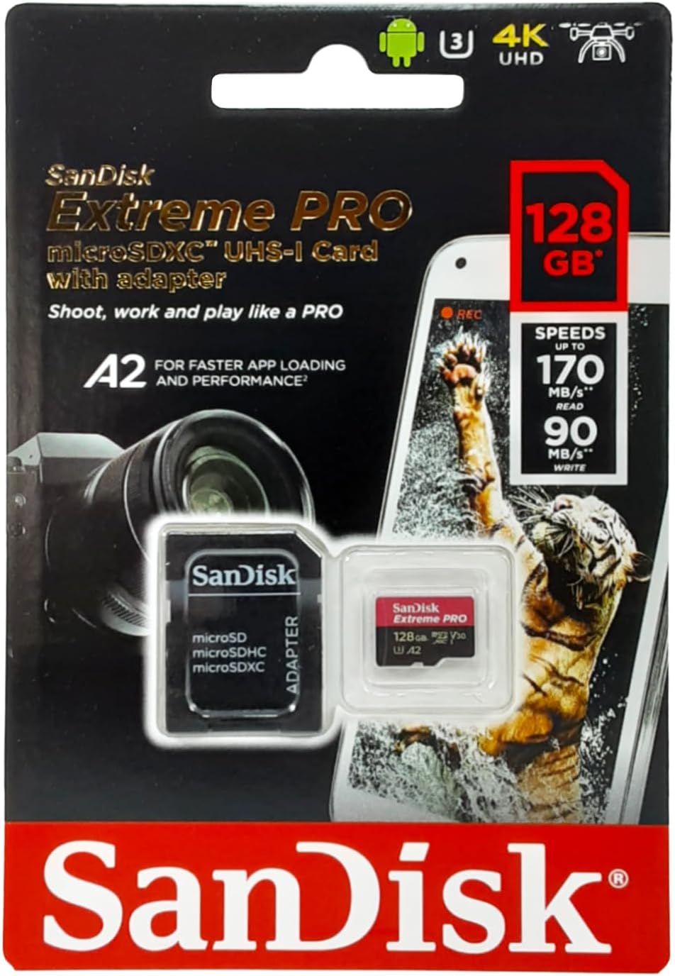 Amazon.com: SanDisk Extreme Pro SDXC UHS-I U3 A2 V30 128GB + Adapter ...