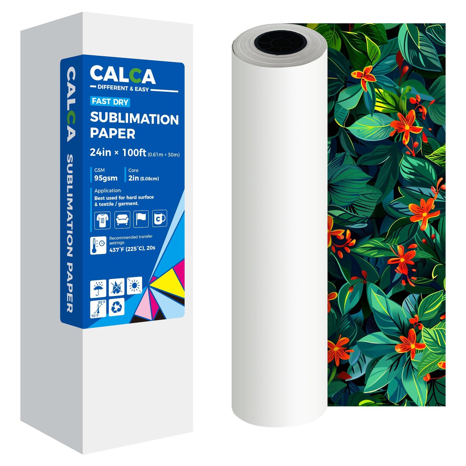 Amazon.com: CALCA 24 inch Sublimation Paper Roll 24in x 100ft Fast Dry ...