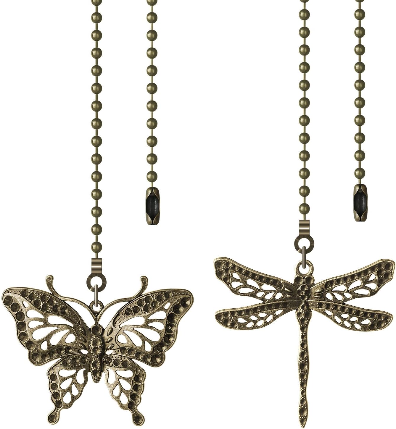 SHIFANQI Ceiling Fan Pull Chain, 2 Pack Bronze Dragonfly Fan Pull Chain ...