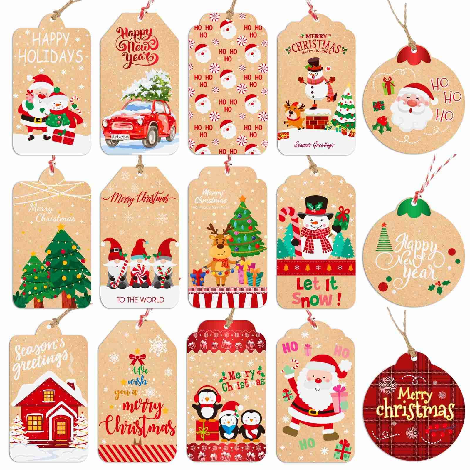 Snapklik.com : Christmas Tags For Gifts, 15 Designs Kraft Paper ...