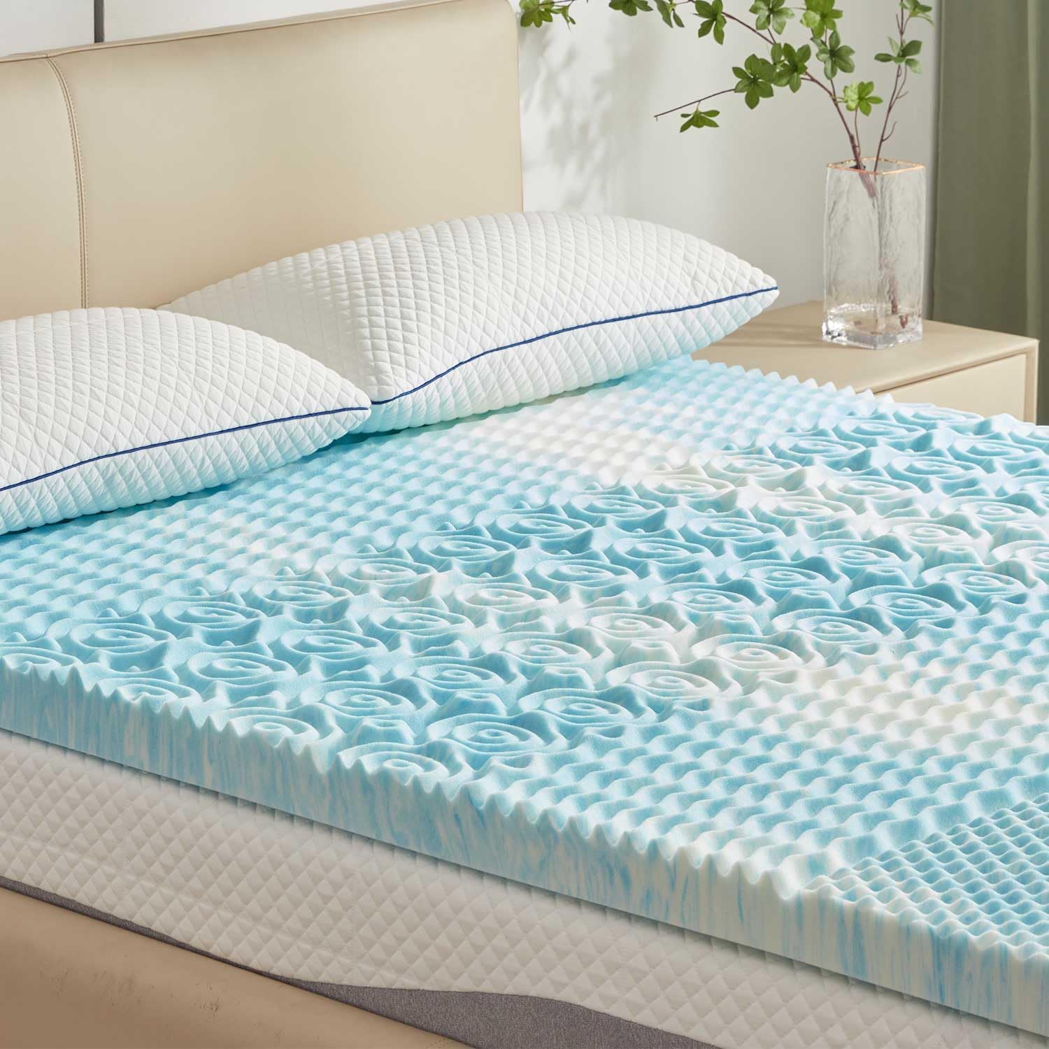Amazon.com: SINWEEK 2 Inch Gel Memory Foam Mattress Topper Ventilated ...