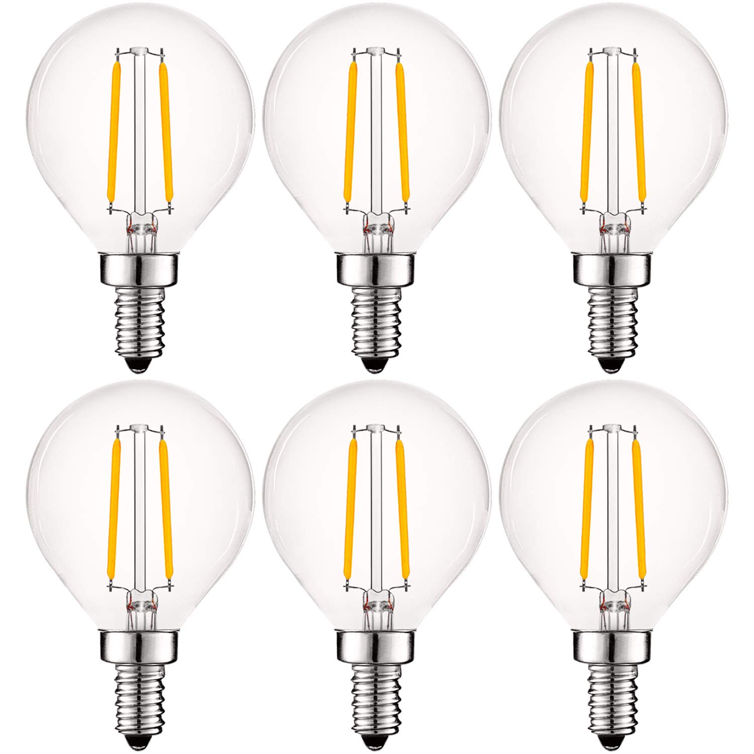 LUXRITE 4W Vintage G16.5 LED Globe Light Bulbs Dimmable, 2700K Warm ...