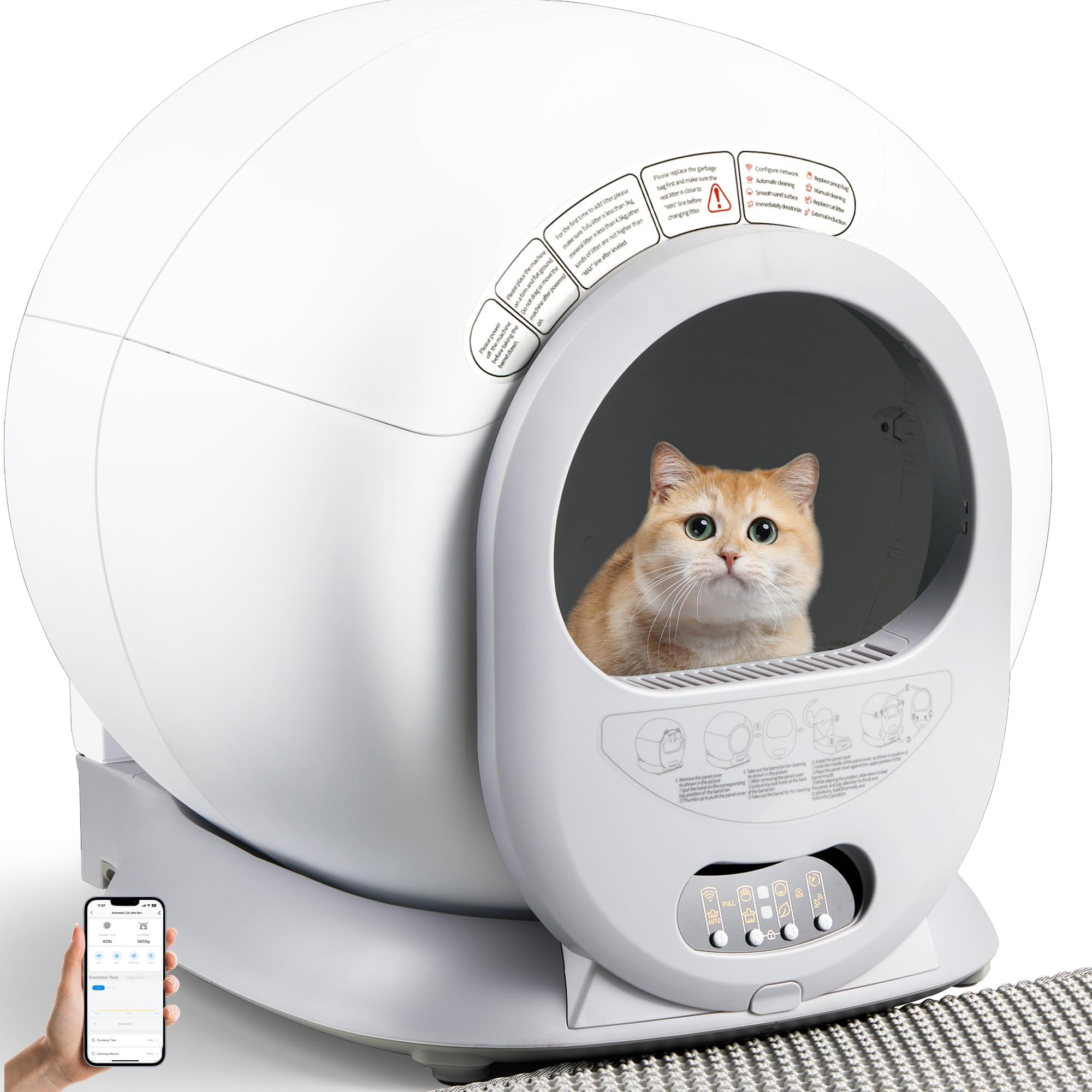 Amazon.com: Self Cleaning Cat Litter Box, Automatic Cat Litter Box Self ...
