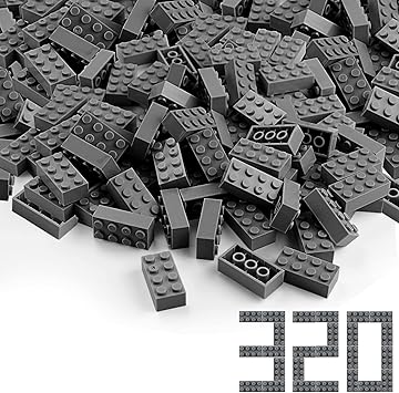 Amazon.com: Feleph Dark Bluish Gray 2x4 Bricks 320 Pieces Grey Classic ...