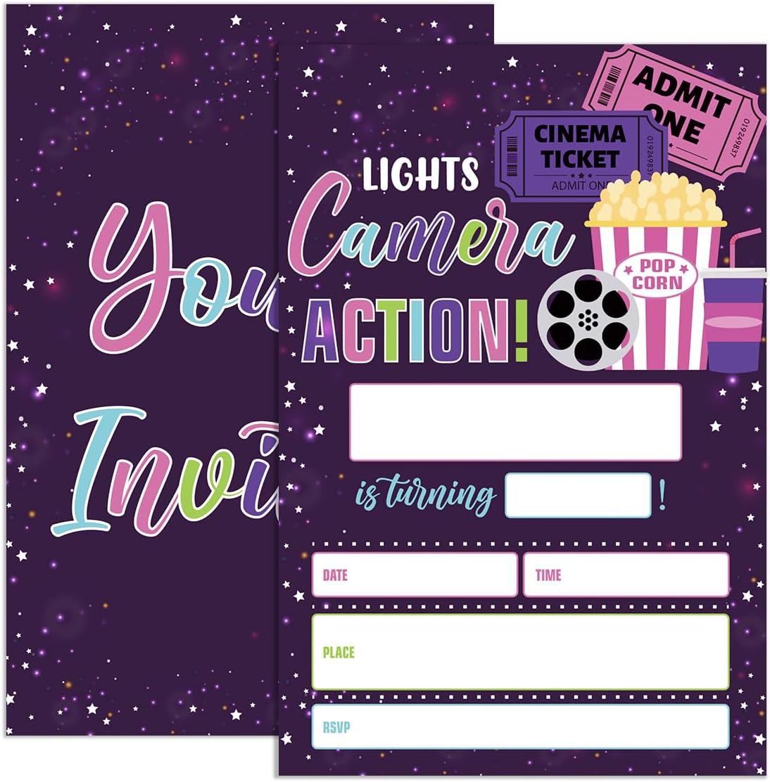 Amazon.com : Movie Birthday Invitations Girl with Envelopes, Invites ...