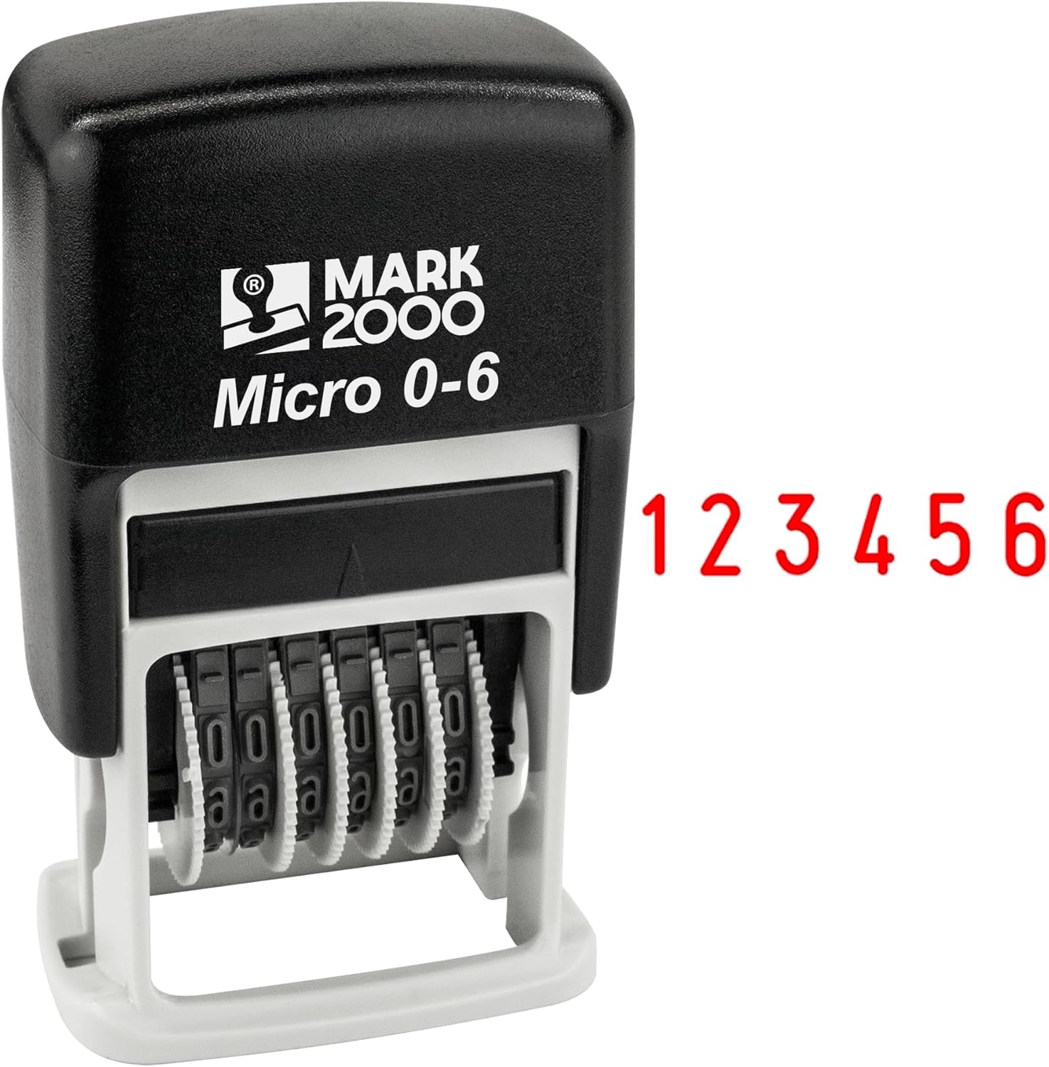 Amazon.com : Mark 2000-S126-6 Digits Self-Inking Number Stamp - Red ...