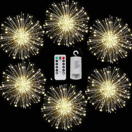 Firework Lights, 8 Pack Starburst Lights LED Copper Wire Fireworks ...