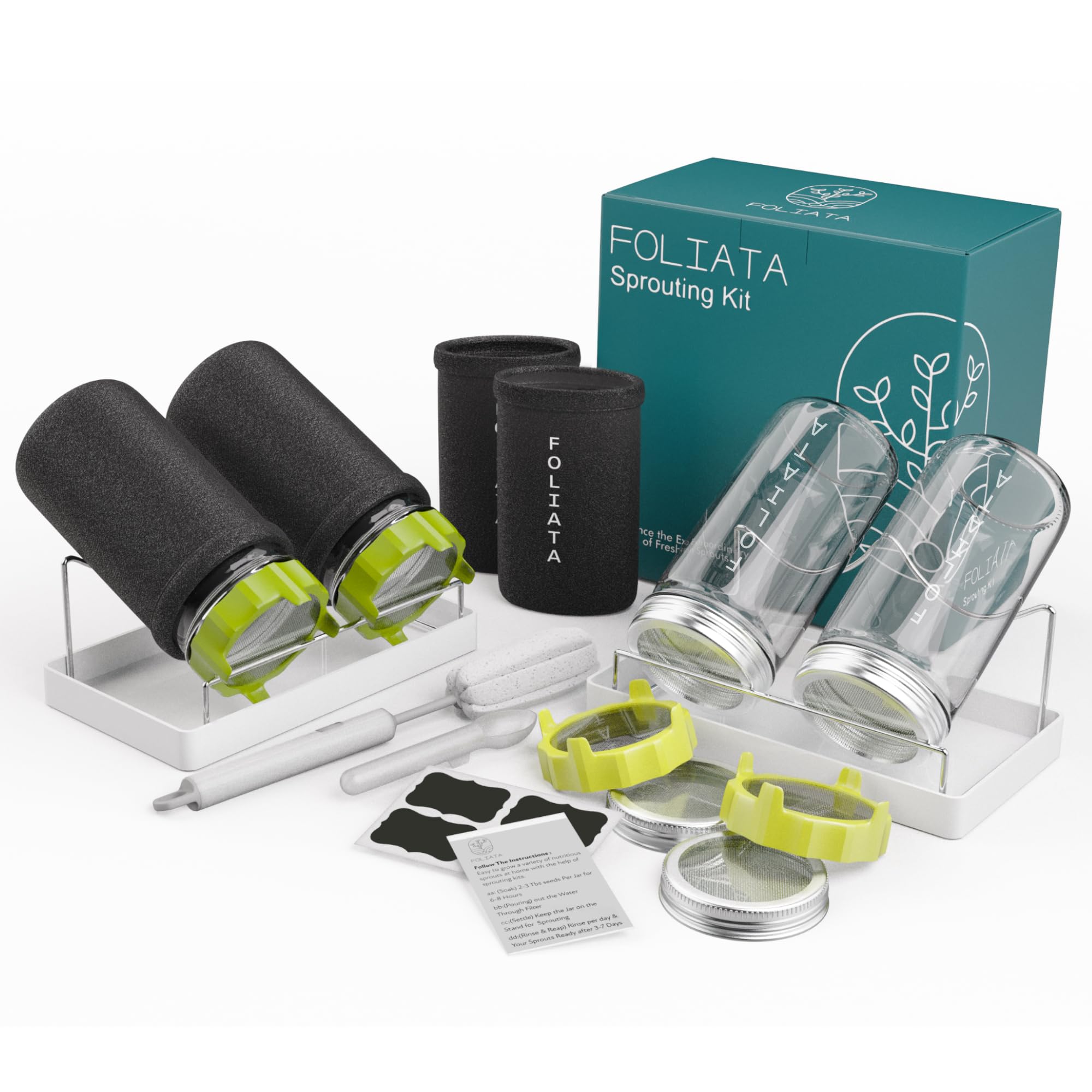 Amazon.com : Foliata Glass Sprouting Kit Set, 4 Jars and accessorires ...