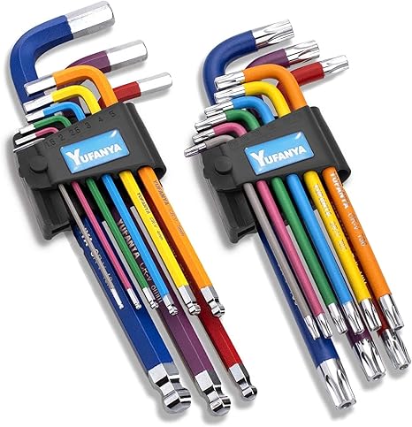 18PCS Allen Key Set,Metric Ball End Allen Hex Key Set and Torx/Star Key ...