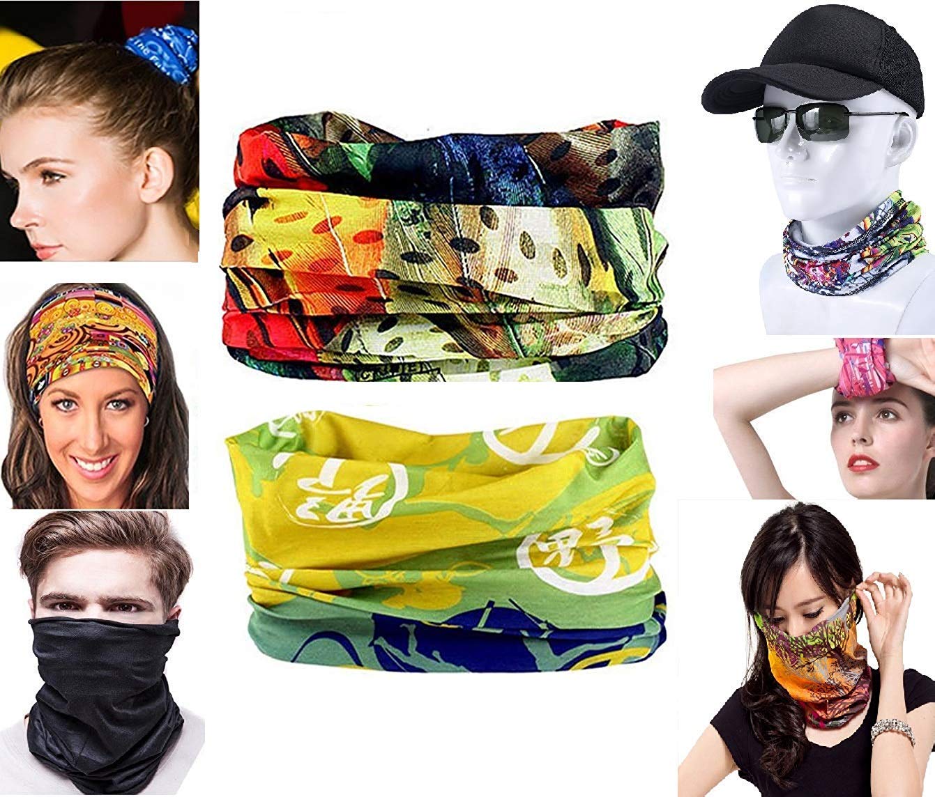 Buy Wizme Set Of 2 Unisex Head Wrap Bandana UV Resistance Headwear ...