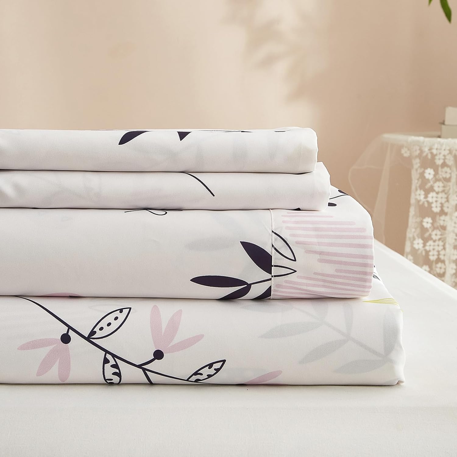 Amazon.com: HighBuy Floral Sheets Full Sheet Set 4 Piece,Pink Floral ...
