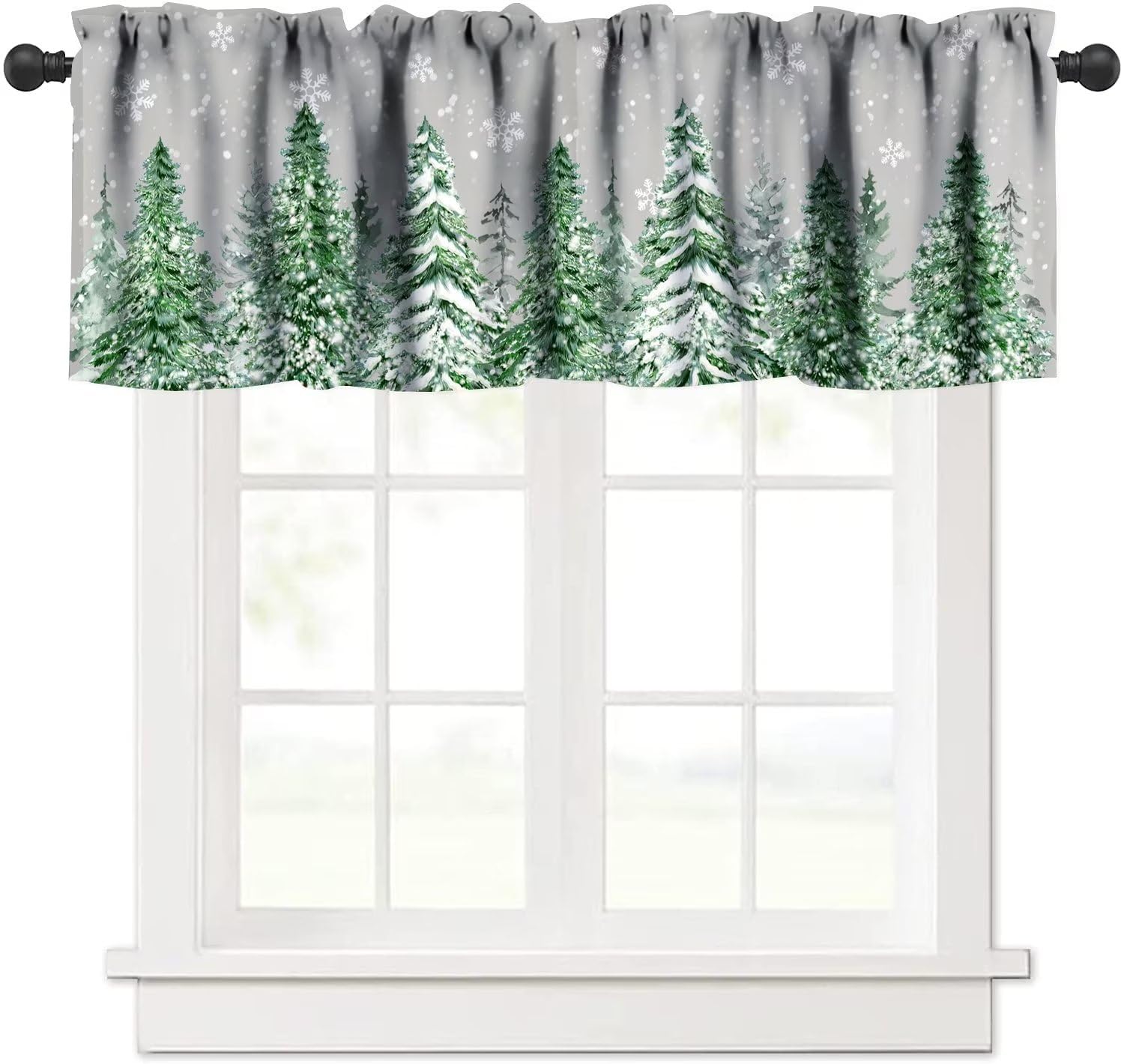 Amazon.com: JESTRONRY Winter Pine Tree Forest Snowflake Kitchen Window ...