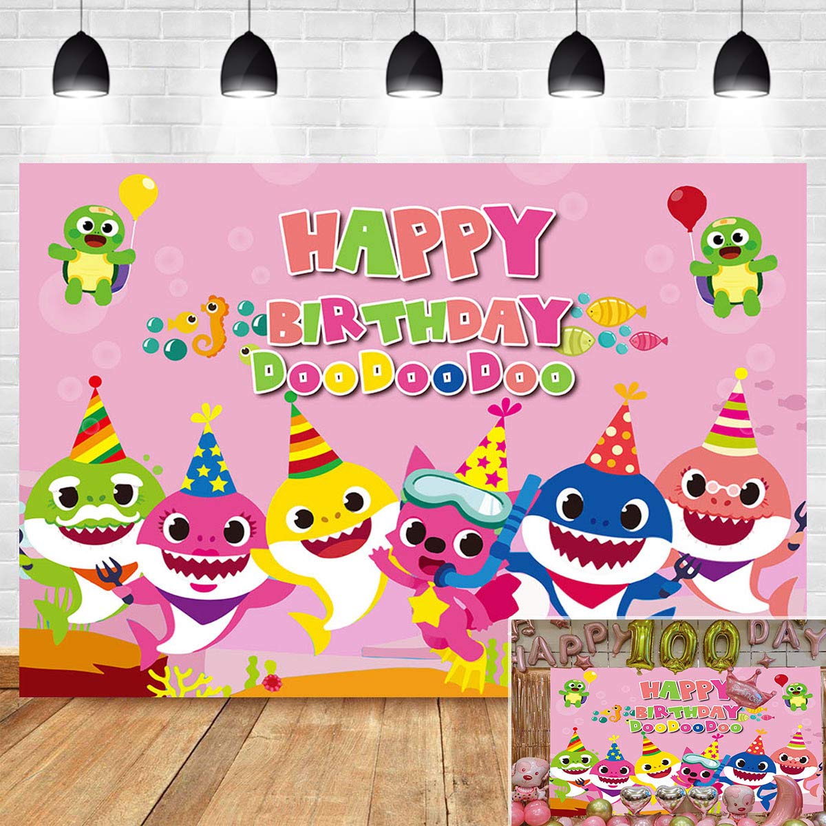 Buy Cartoon Cute Baby Shark Family Photo Background Children Happy ...