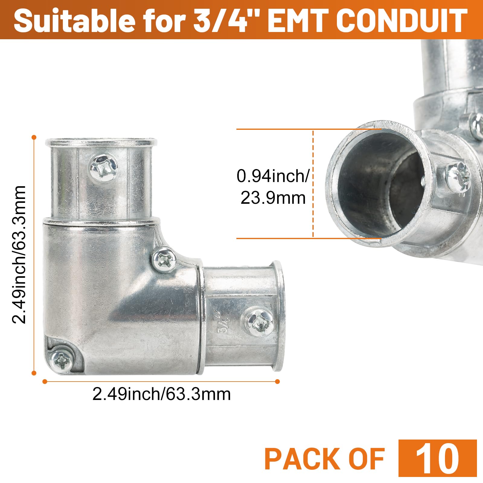 Snapklik.com : 10Pcs 3/4 Inch EMT Conduit Fittings Inside Corner Pull ...
