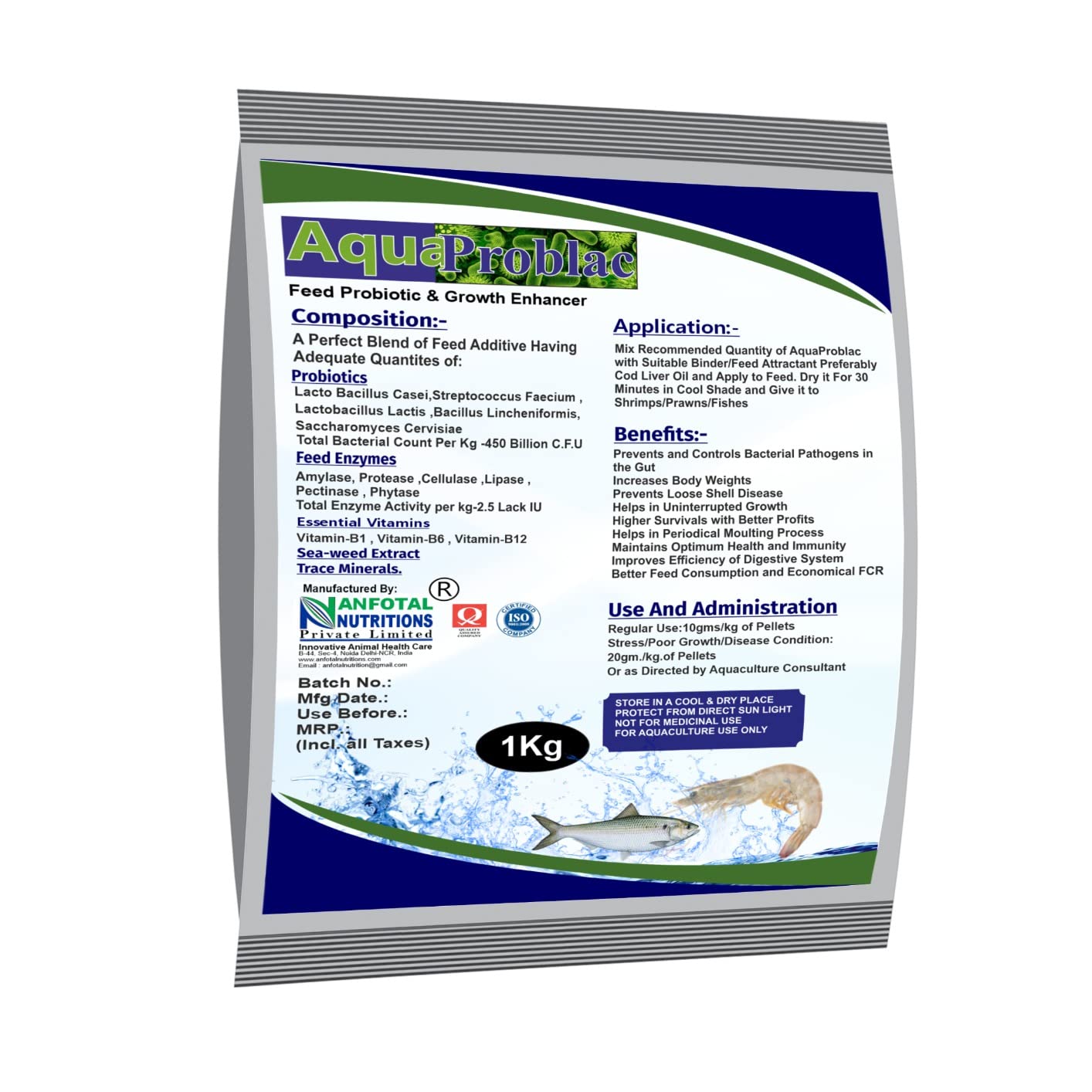 Buy Anfotal Nutritions Aquaproblac Gut Probiotics, Growth Enhancer for ...