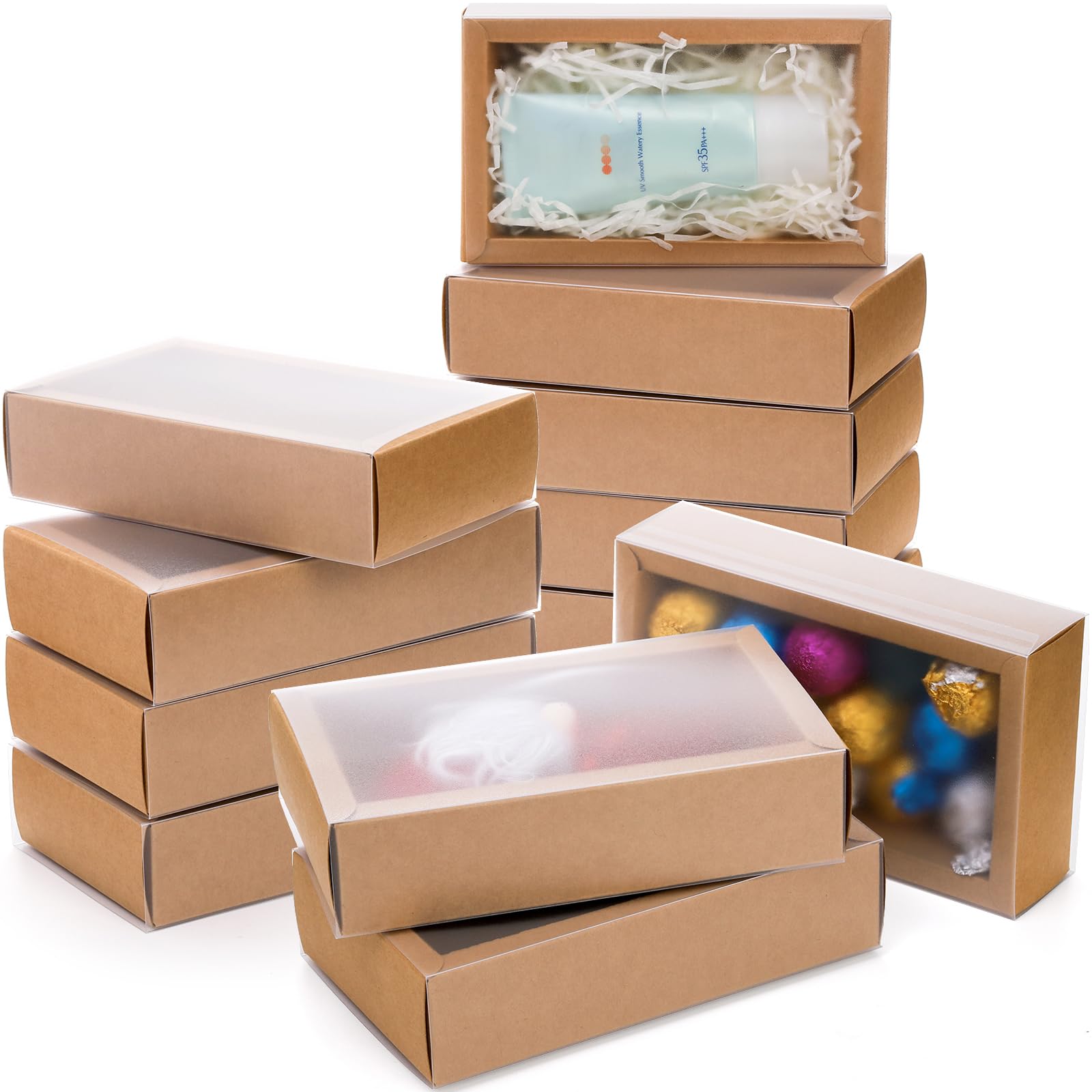 Amazon.com: Kingrol 40 Pack Kraft Paper Drawer Boxes with Window, 6.75 ...