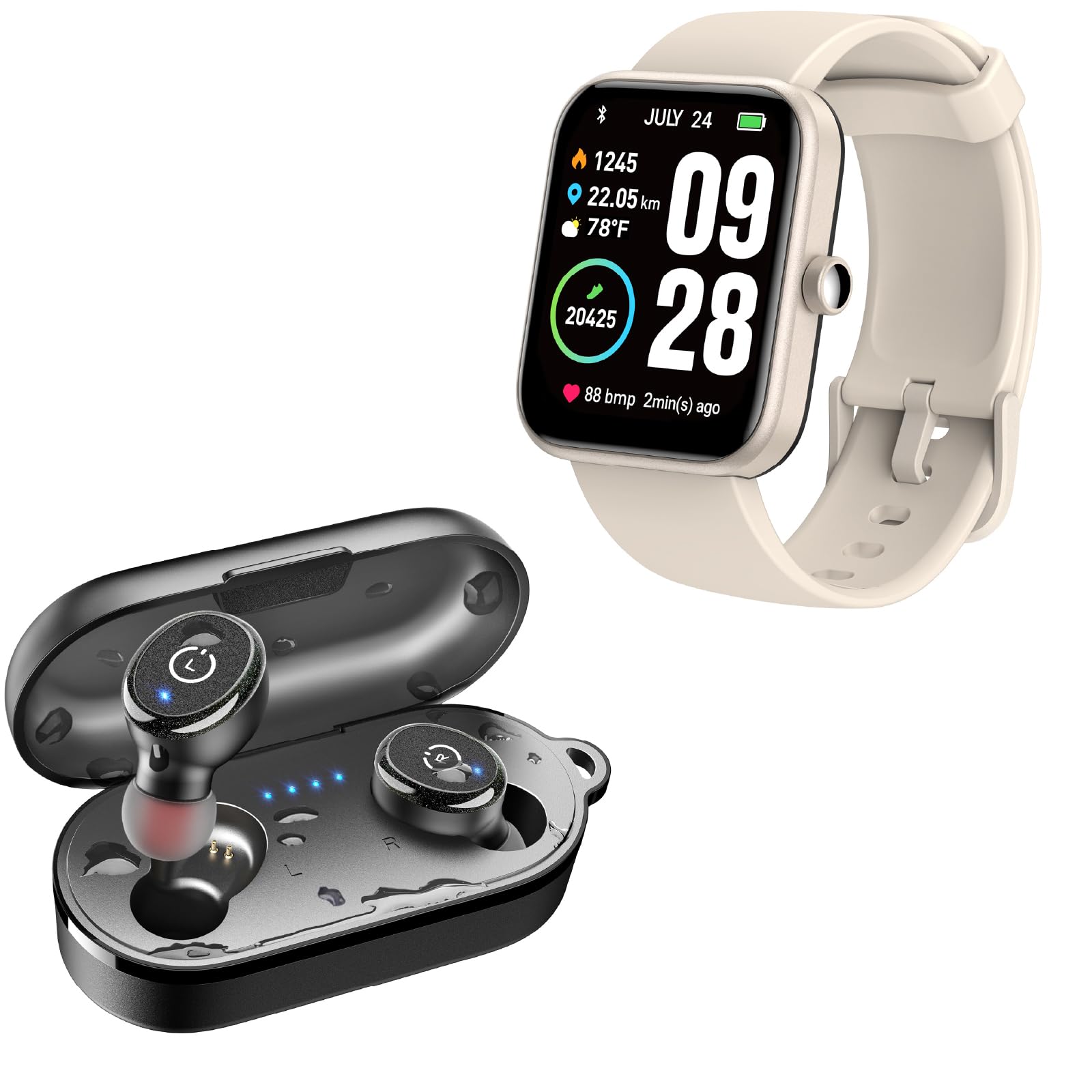 Amazon.com: TOZO T10 Bluetooth 5.3 Wireless Earbuds Black S2 44mm Smart ...