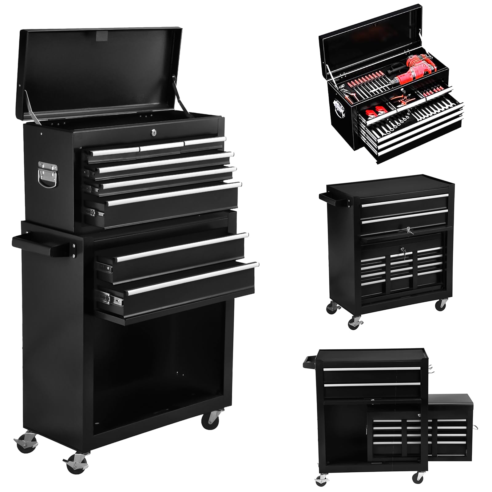 Buy 8 Drawer Rolling Tool Chest and 2 Lockers, Tool Box with Wheels ...