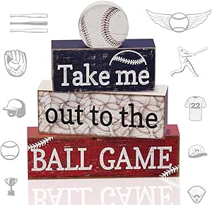 Amazon.com: Baseball Party Table Decor Wooden Signs: 4 Pcs Rustic ...