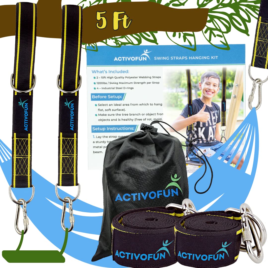 Tree Swing Straps Hanging Kit 5Ft – 2 Swing Hanging Straps, Snap ...