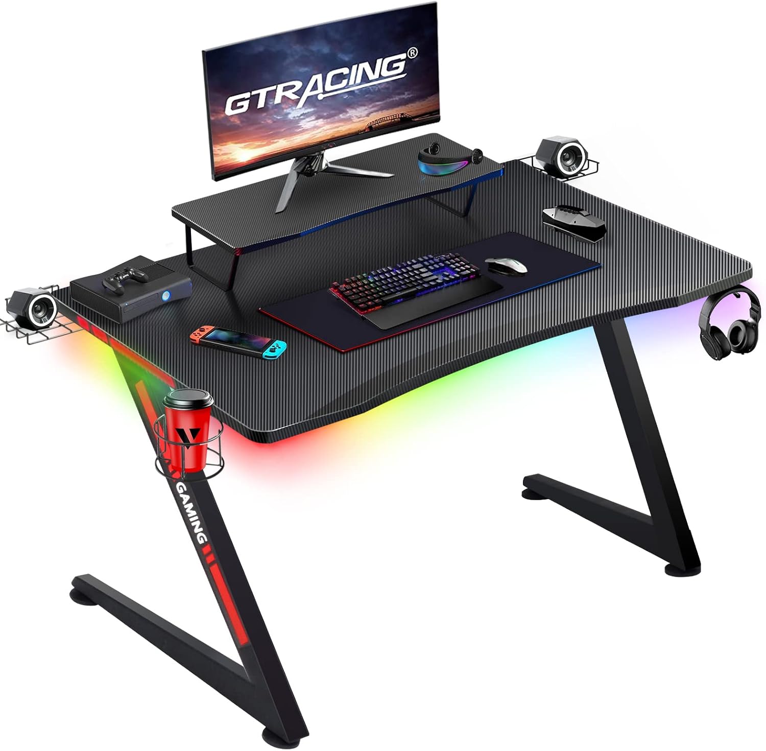 Amazon.co.jp: GTRACING パソコンデスク ゲーミングデスク pc desk gaming desk モニターアーム対応 : 文房具・オフィス用品