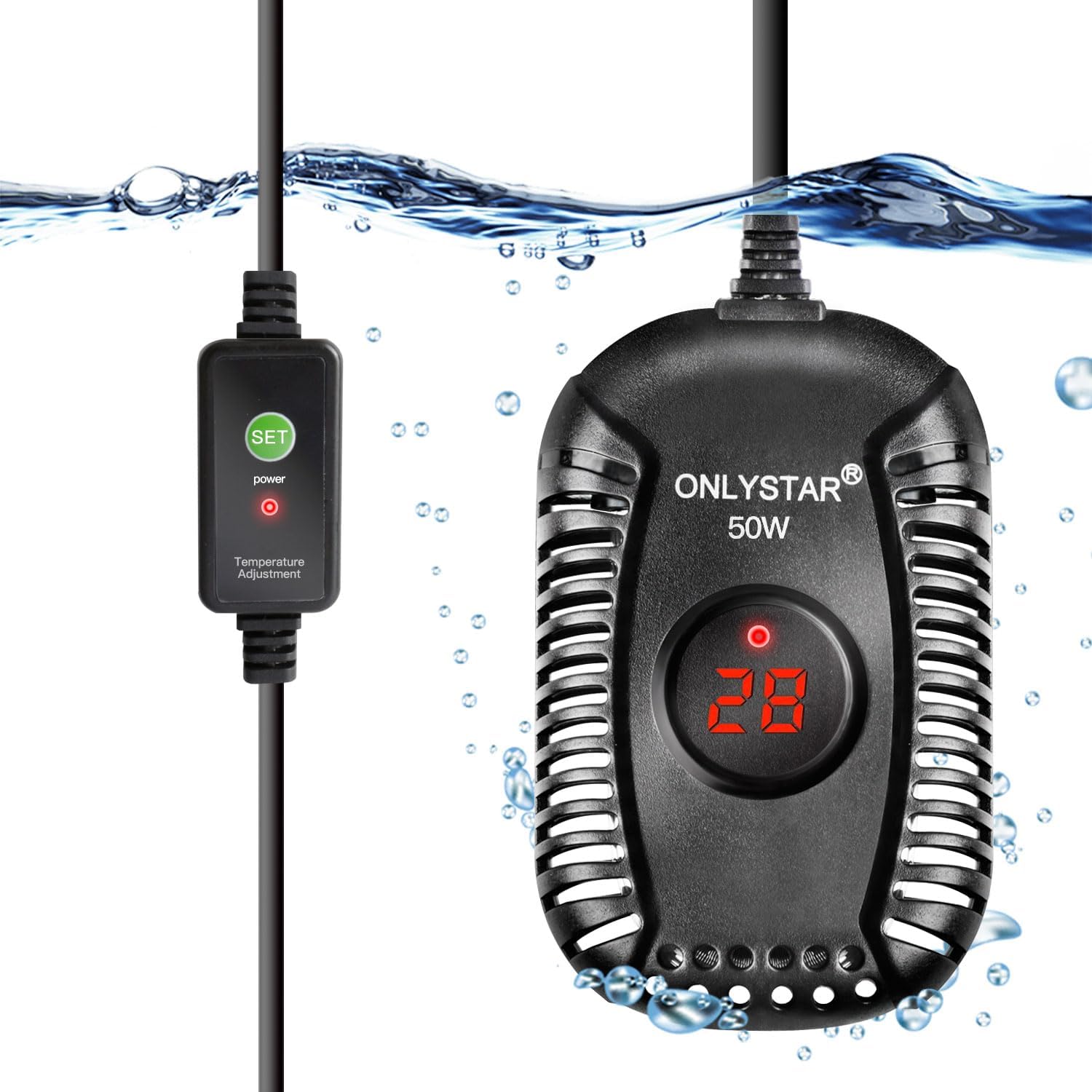 ONLYSTAR Submersible 50W Fish Tank Heater,for 30-60L Fish and Turtle ...