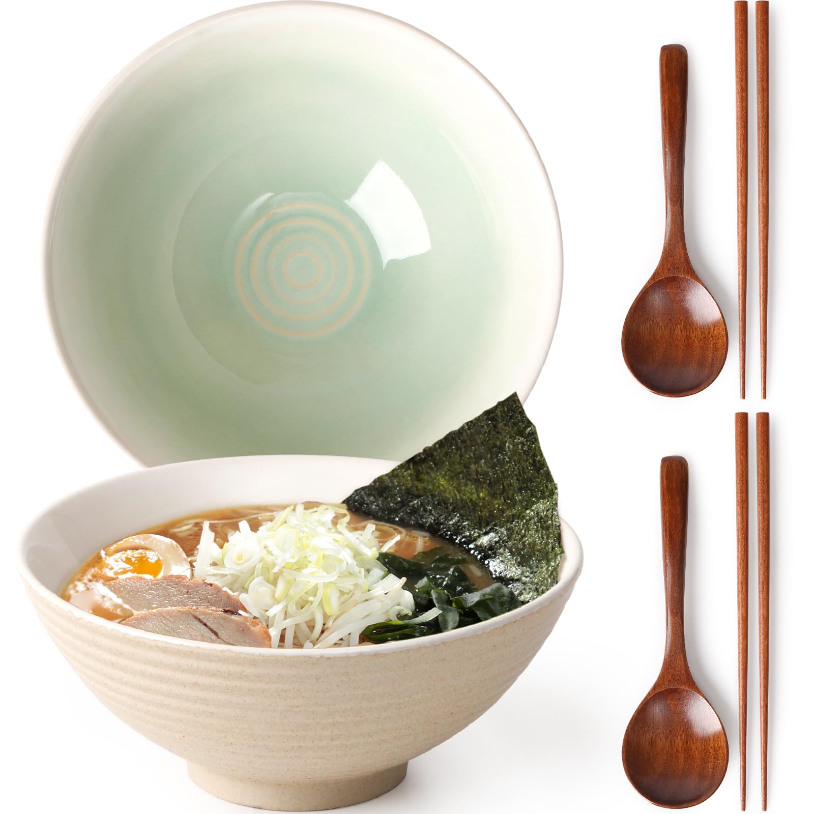 Snapklik.com : NUTRIUPS 8 Inch Ceramic Ramen Bowl Set Of 2 Pho Bowls ...
