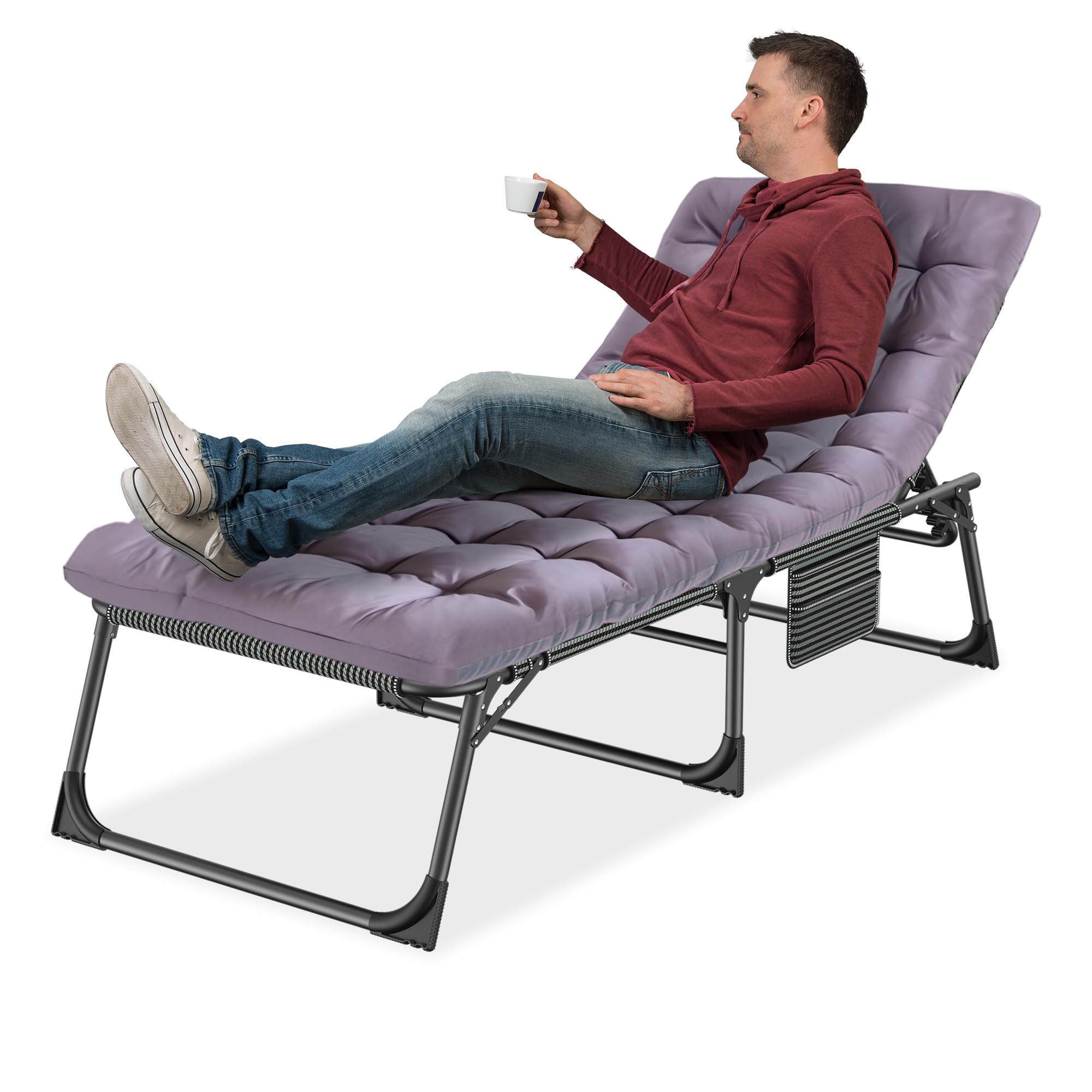 Amazon.com: NESDCC Camping Cot Adjustable Lounge Chair with Mattress 5 ...