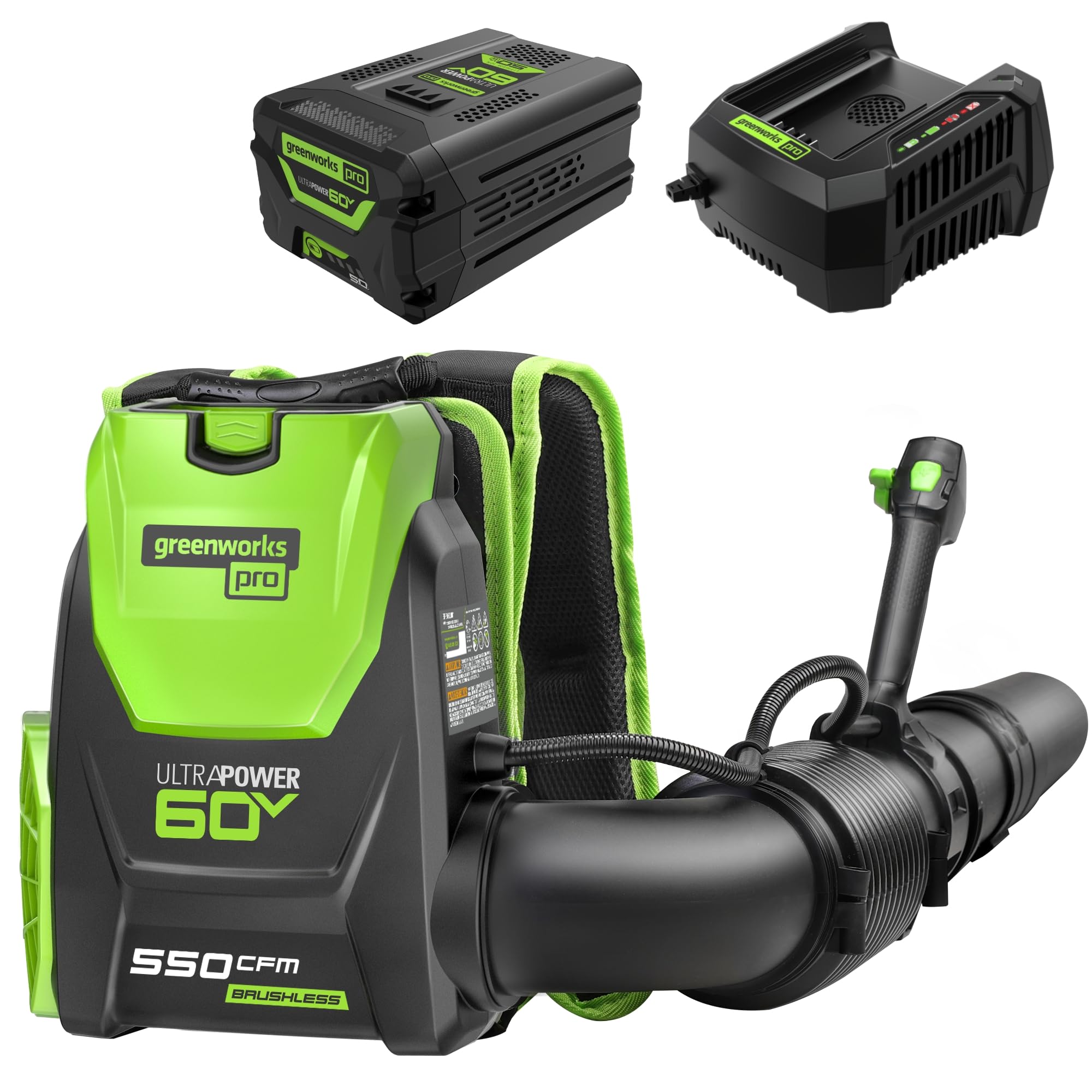 Snapklik.com : Greenworks 60V 550 CFM Brushless Backpack Blower