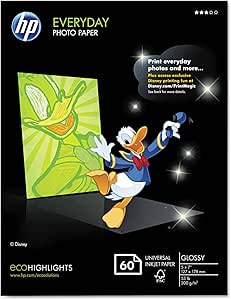 Amazon.com : HEWLETT PACKARD HP Everyday Photo Paper Glossy 5X7 ...