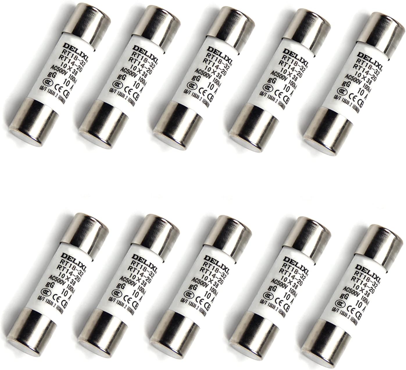 Fielect 10Pcs Ceramic Cartridge Fuse 400V 10A 10x38mm Cylindrical Fuses ...