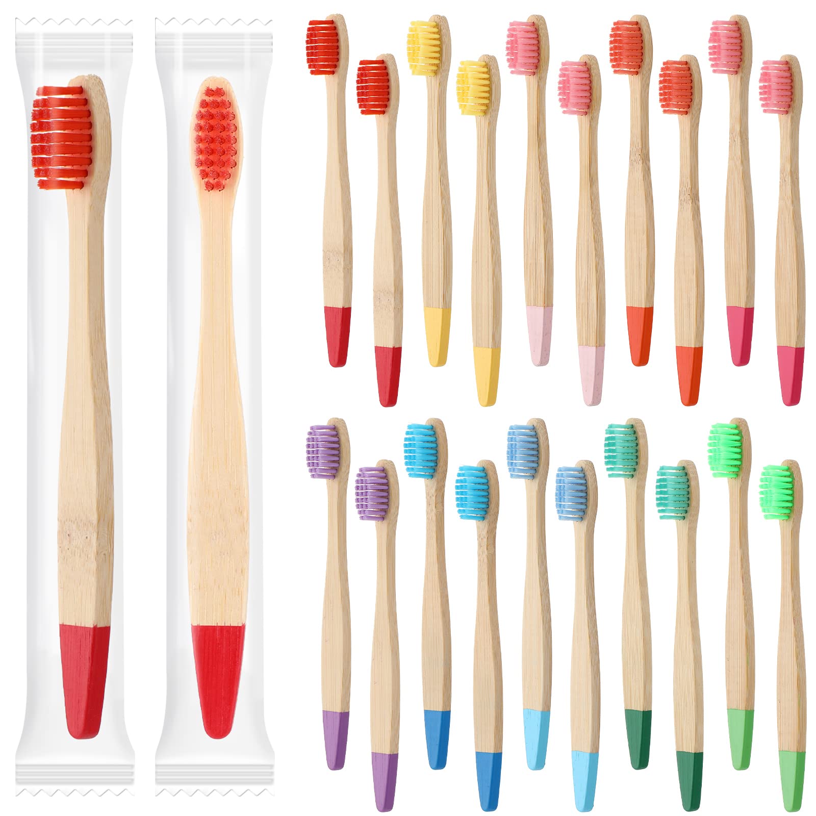 Amazon.com : 20 Pieces Kids Bamboo Toothbrushes Soft Bristles ...