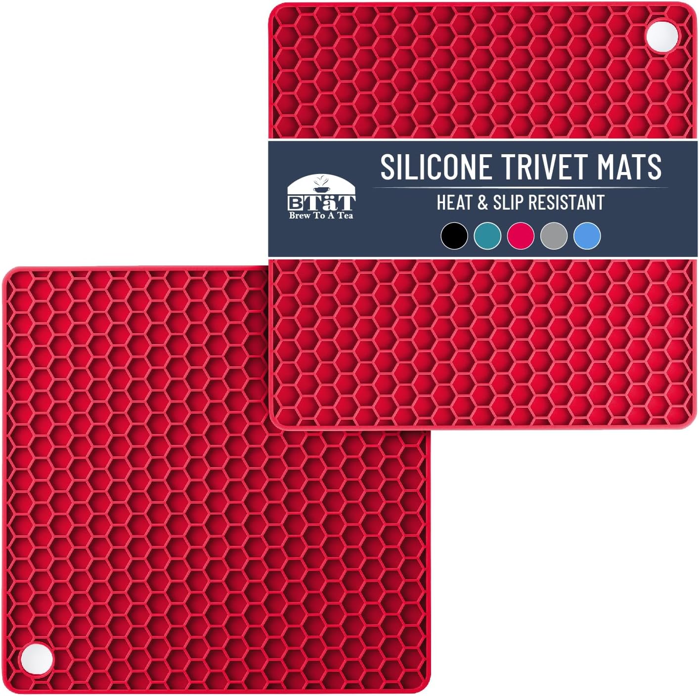 Amazon.com: BTaT- Silicone Trivet Mats, 2 Pack, Rose Red, Hot Pads for ...