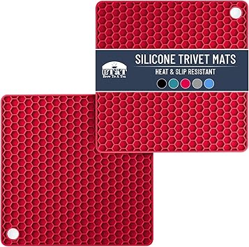 Amazon.com: BTaT- Silicone Trivet Mats, 2 Pack, Rose Red, Hot Pads for ...