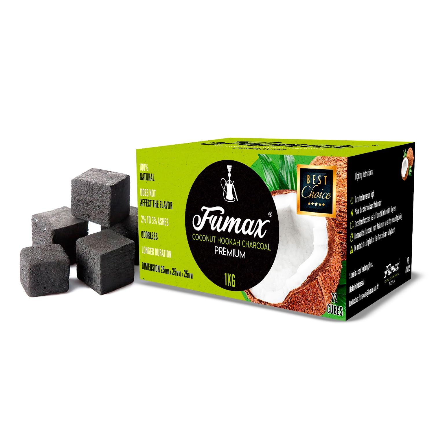 Amazon.com: Fumax Premium Hookah Charcoal Coals. Charcoal briquette ...