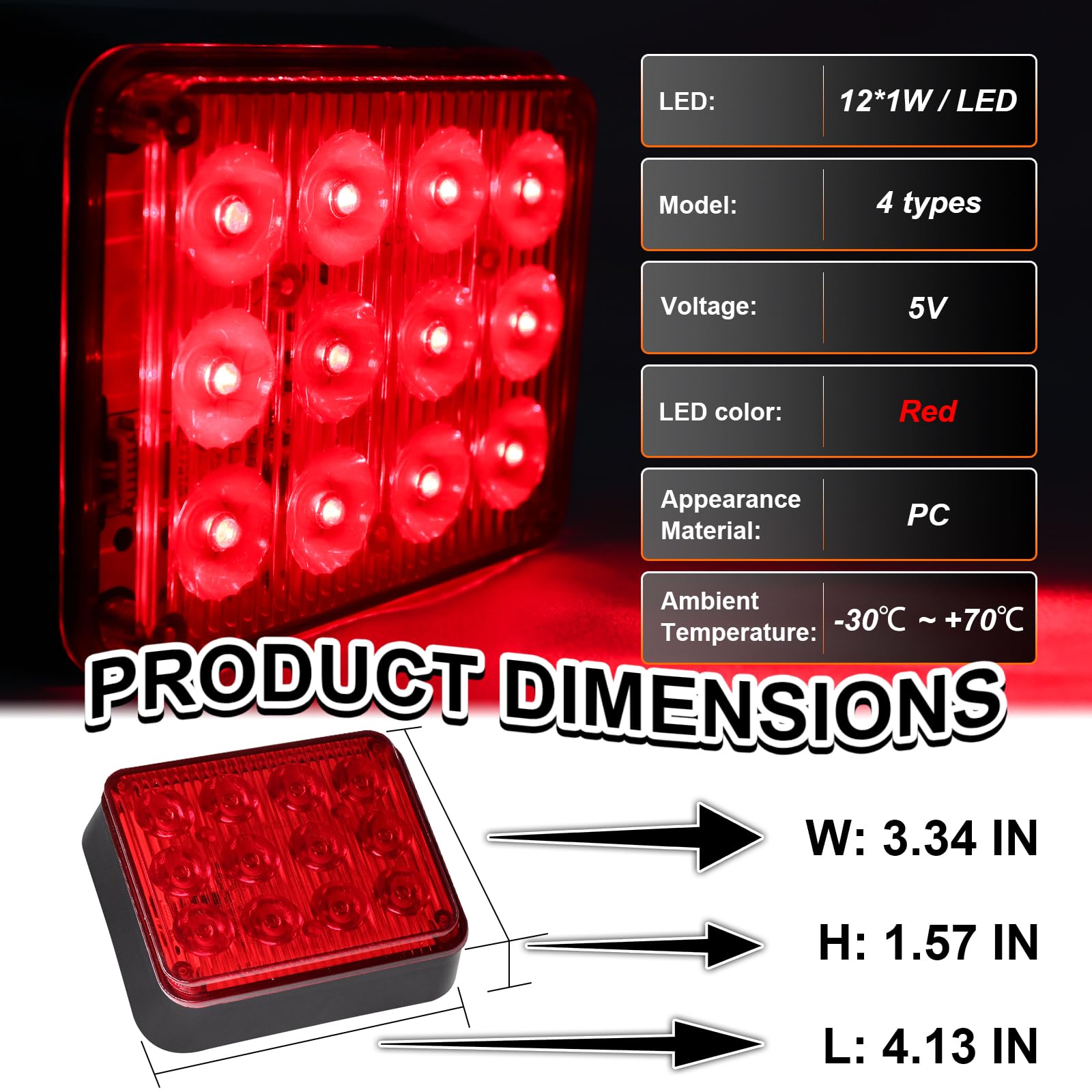 Snapklik.com : Raryloy Red Beacon LED Magnetic Trailer Light For Trucks ...