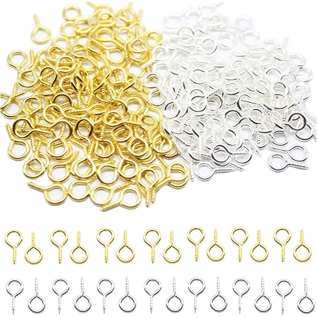100 x Small Tiny Mini Eye Pins Eyepins Hooks Eyelets Screw Threaded ...