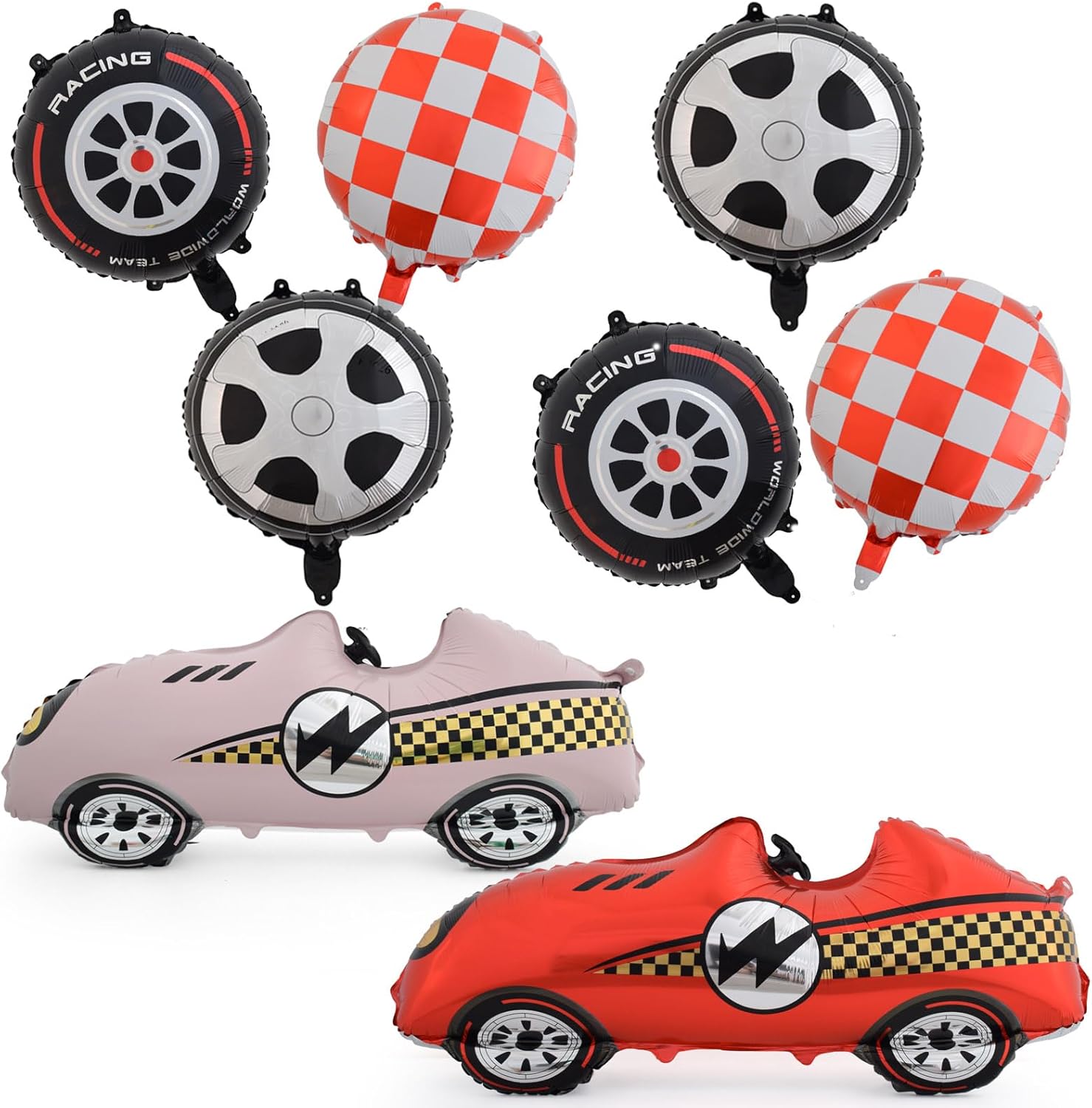 Amazon.com: Yimen Race Car Balloons - Red and White Checkered, Black ...