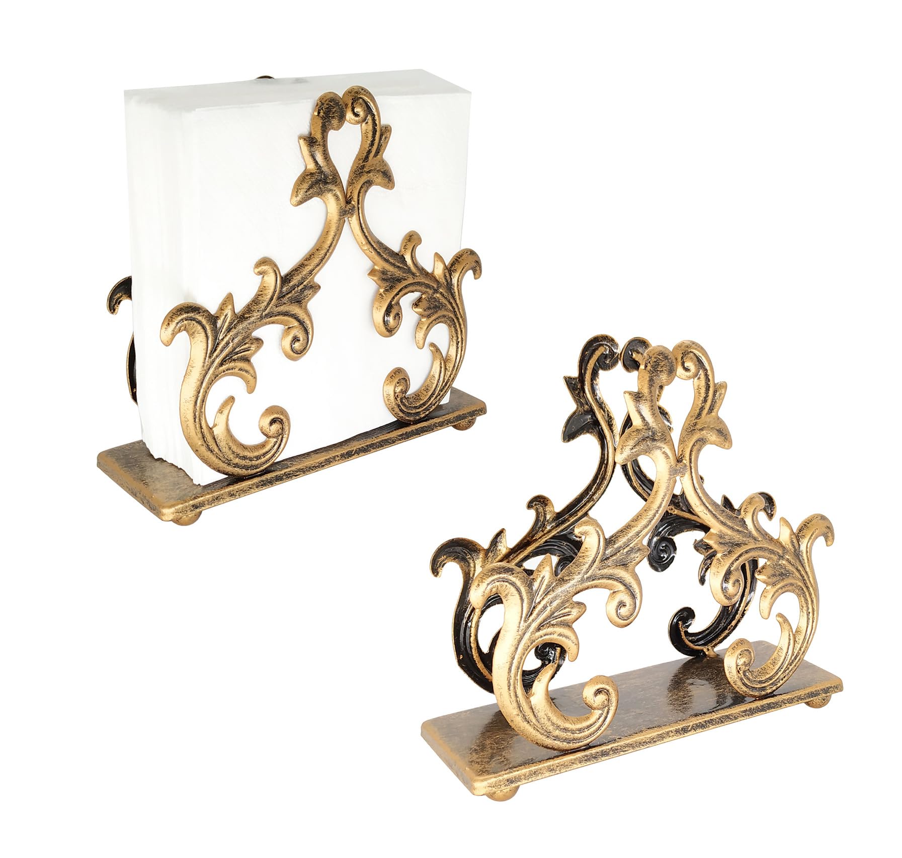 Amazon.com: Set of 2 Bronze Metal Baroque Style Napkin Holder ...