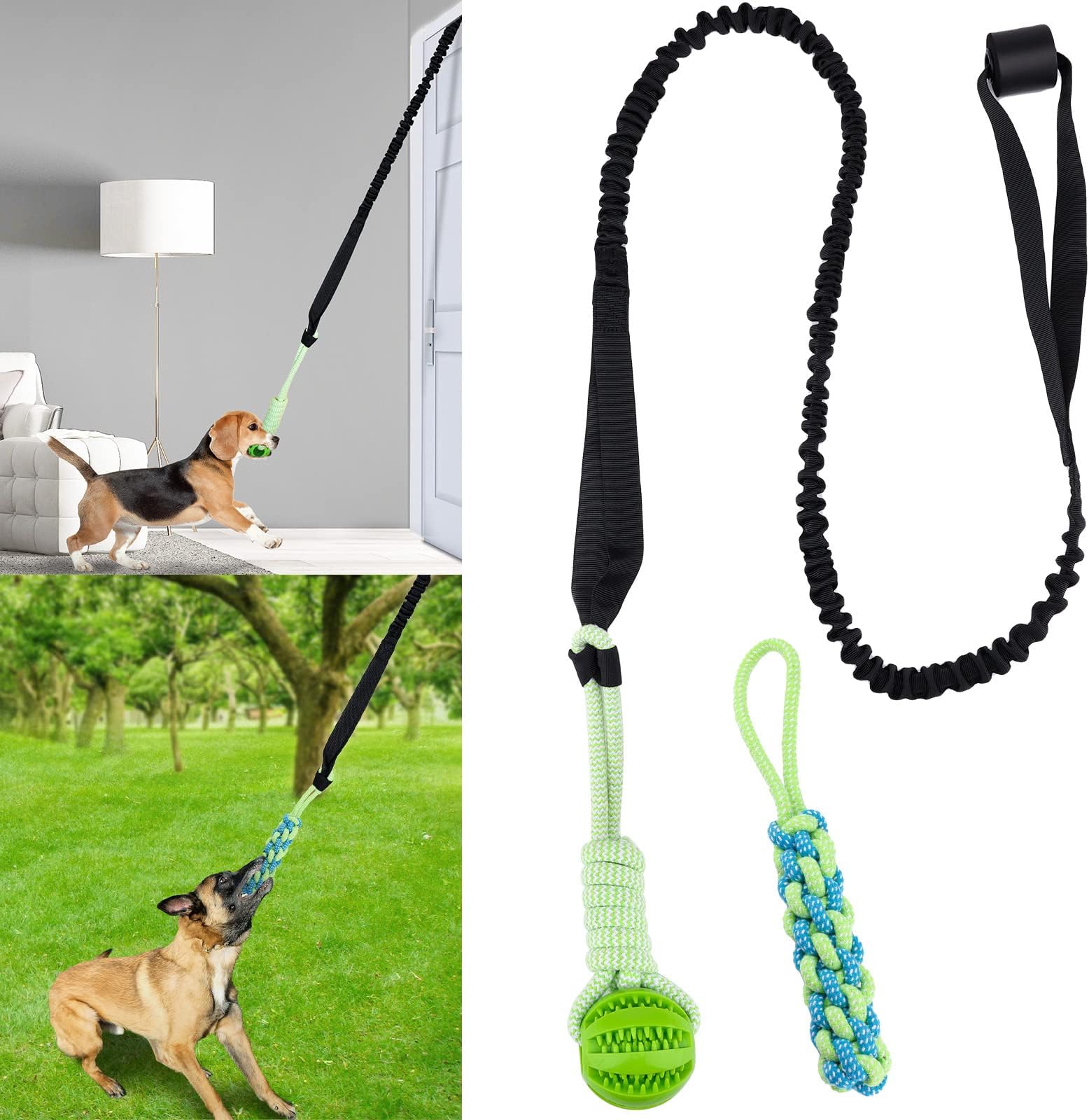 Eaersan Spring Pole Dog Rope Toys, Dog Interactive Tether Tug of War ...