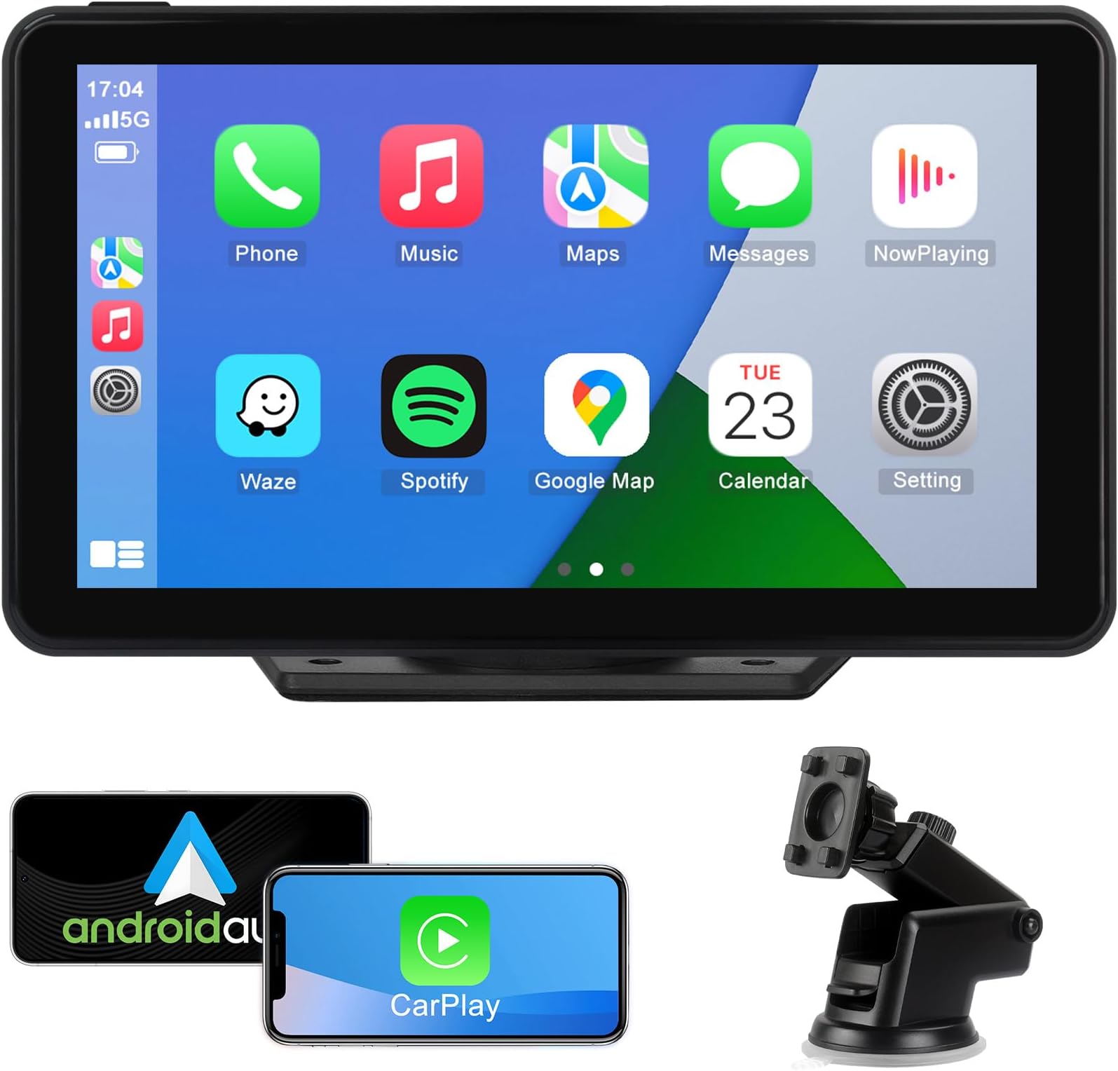 Wireless Apple CarPlay Android Auto Screen for Car, 7" HD Touch Screen ...