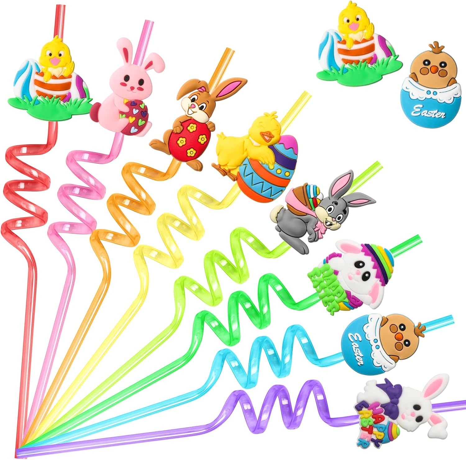 Amazon.com: FZR Legend 24Pcs Easter Party Favors Straws Chicken Easter ...